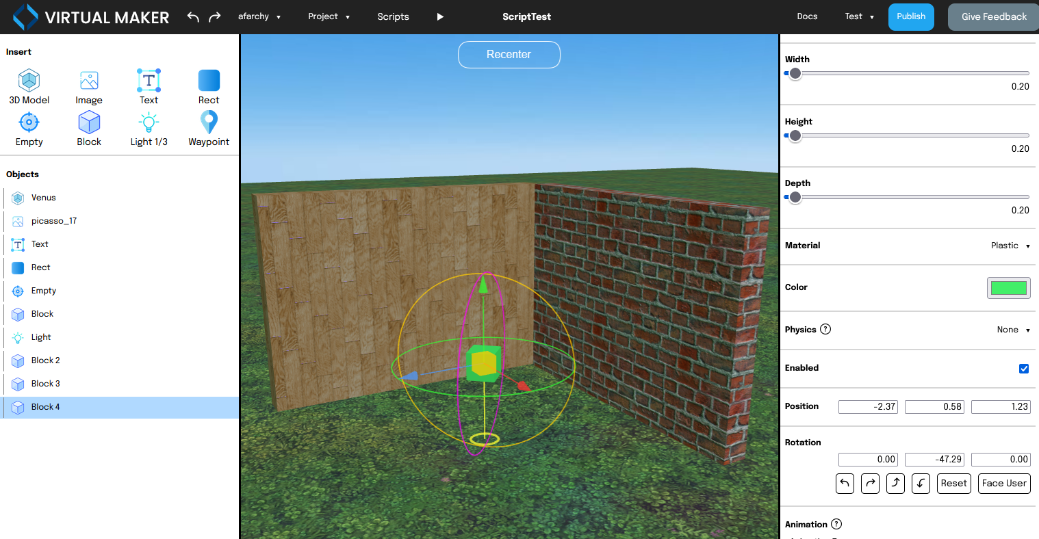 Virtual Maker - Make interactive 3D and VR scenes in your browser
